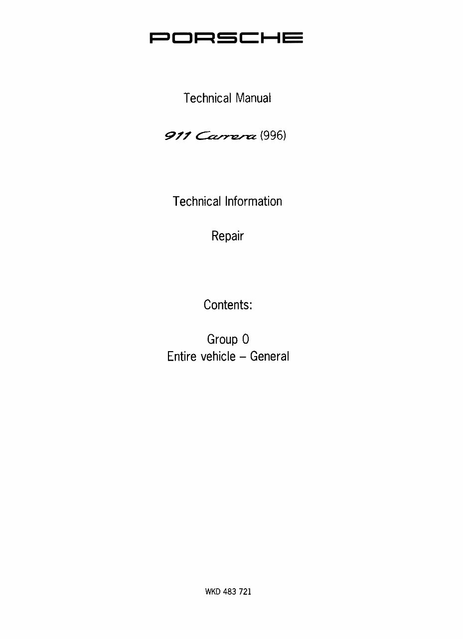 1999 Porsche 911 Carrera Cabriolet (996) Service & Repair Manual