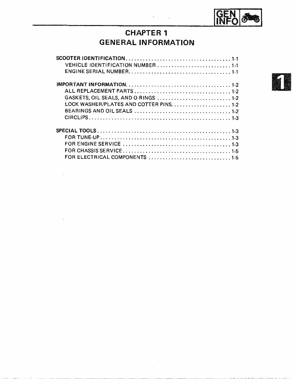 Yamaha SH50, Razz 50 Scooter Workshop Service Manual 1987-2001