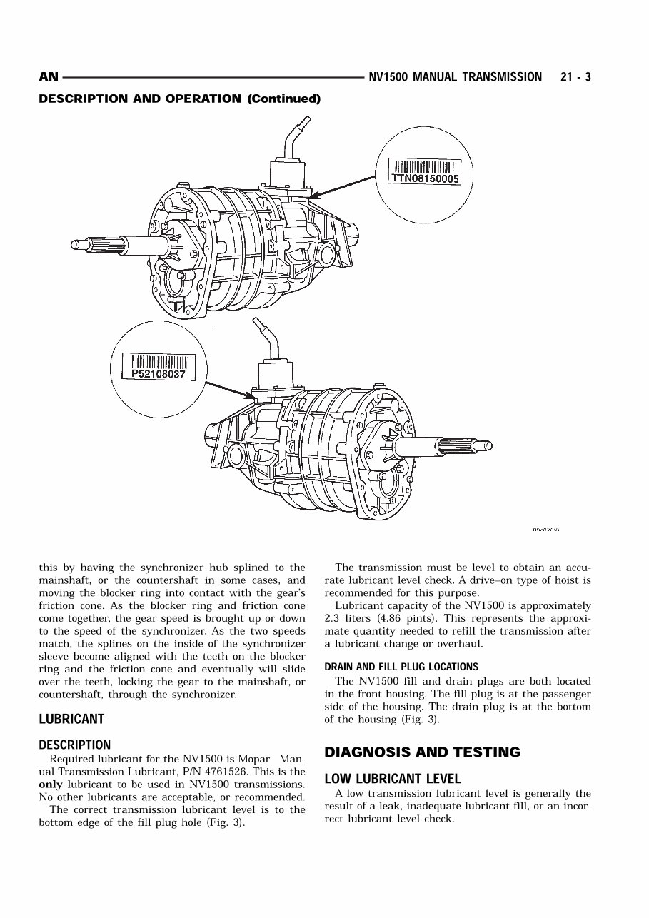 GM NV1500 NV3500 AX15 Manual Transmission Workshop Manual