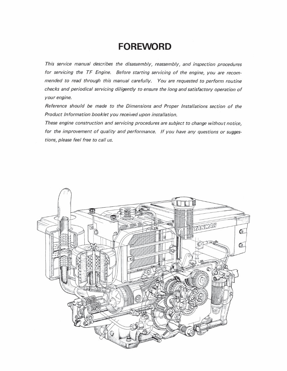 YANMAR TF70-TF70H-TF70E-TF70L Engine COMPLETE Workshop Repair Manual