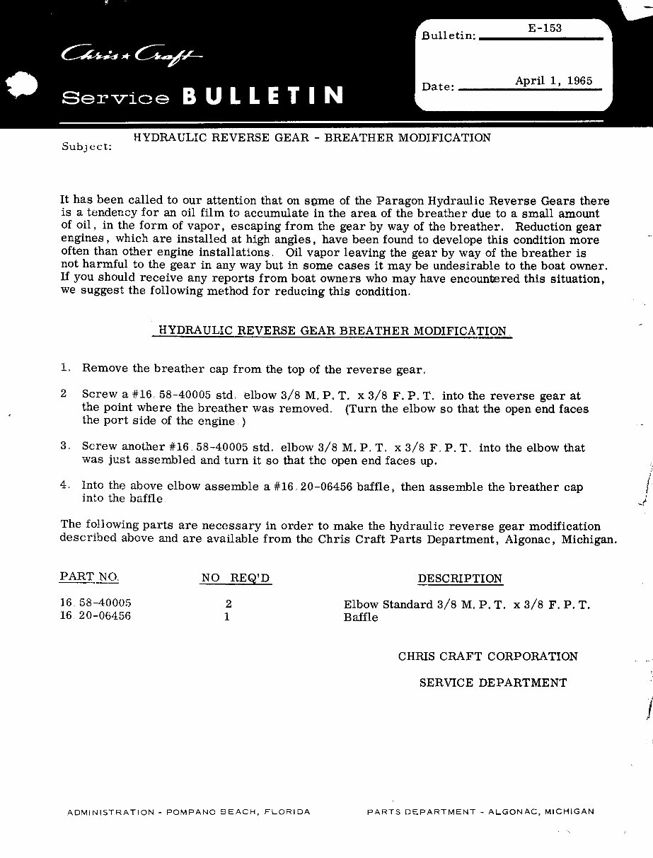 Chris craft paragon marine transmission service manuals