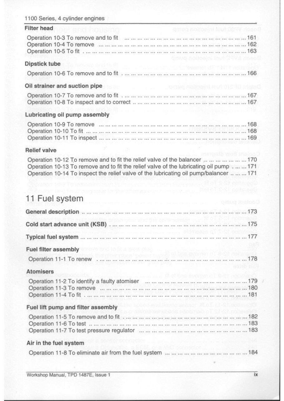 PERKINS RE RF RG RH RJ RK 1100 Series Engine Workshop Manual