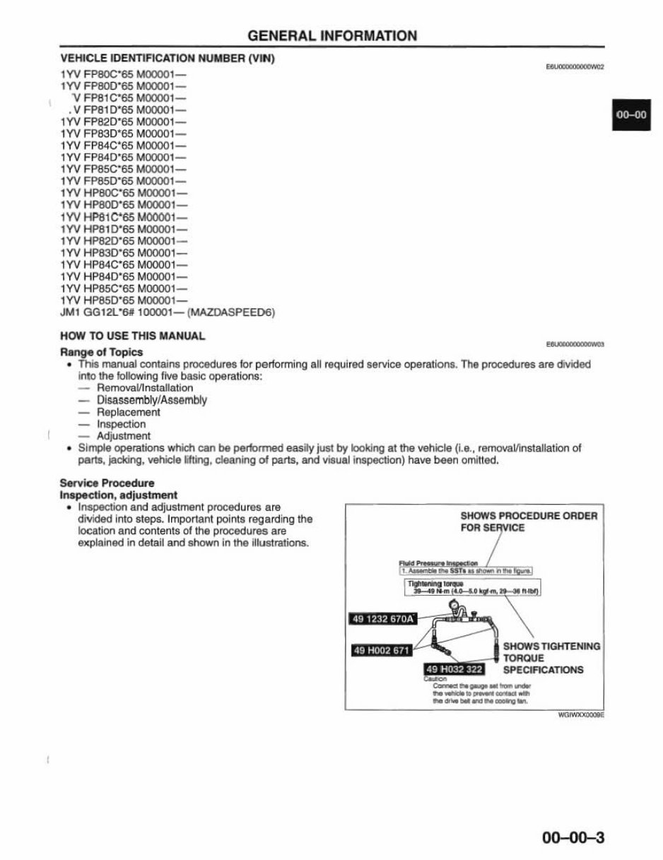 2006 Mazda Mazdaspeed 6 Workshop Service Repair Manual