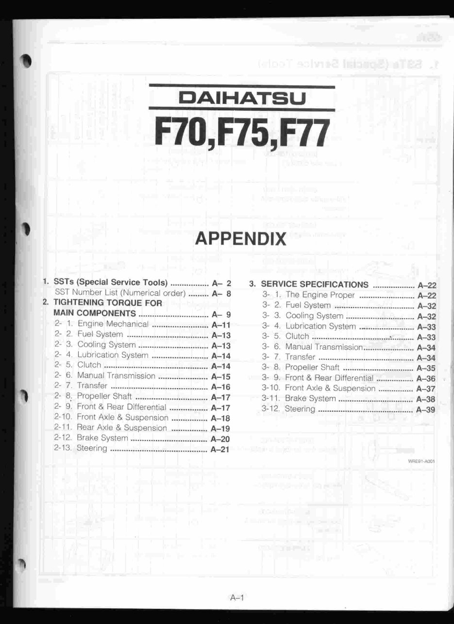 Daihatsu Rocky F78 Workshop Manual