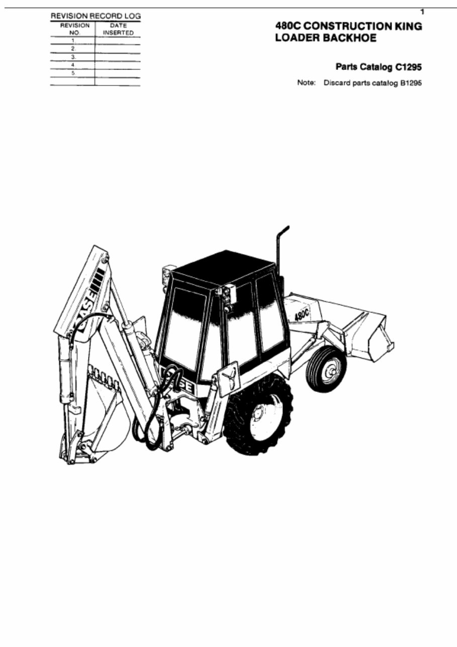 Case 480C Tractor Backhoe Loader Illustrated Parts Manual Catalog