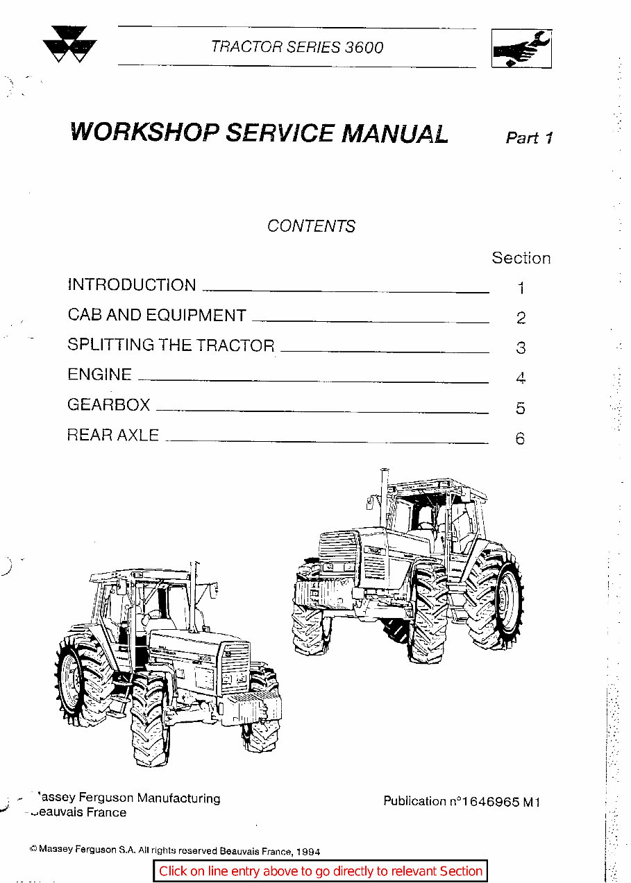 Massey Ferguson MF 3600 Series Tractor Repair Service Manual
