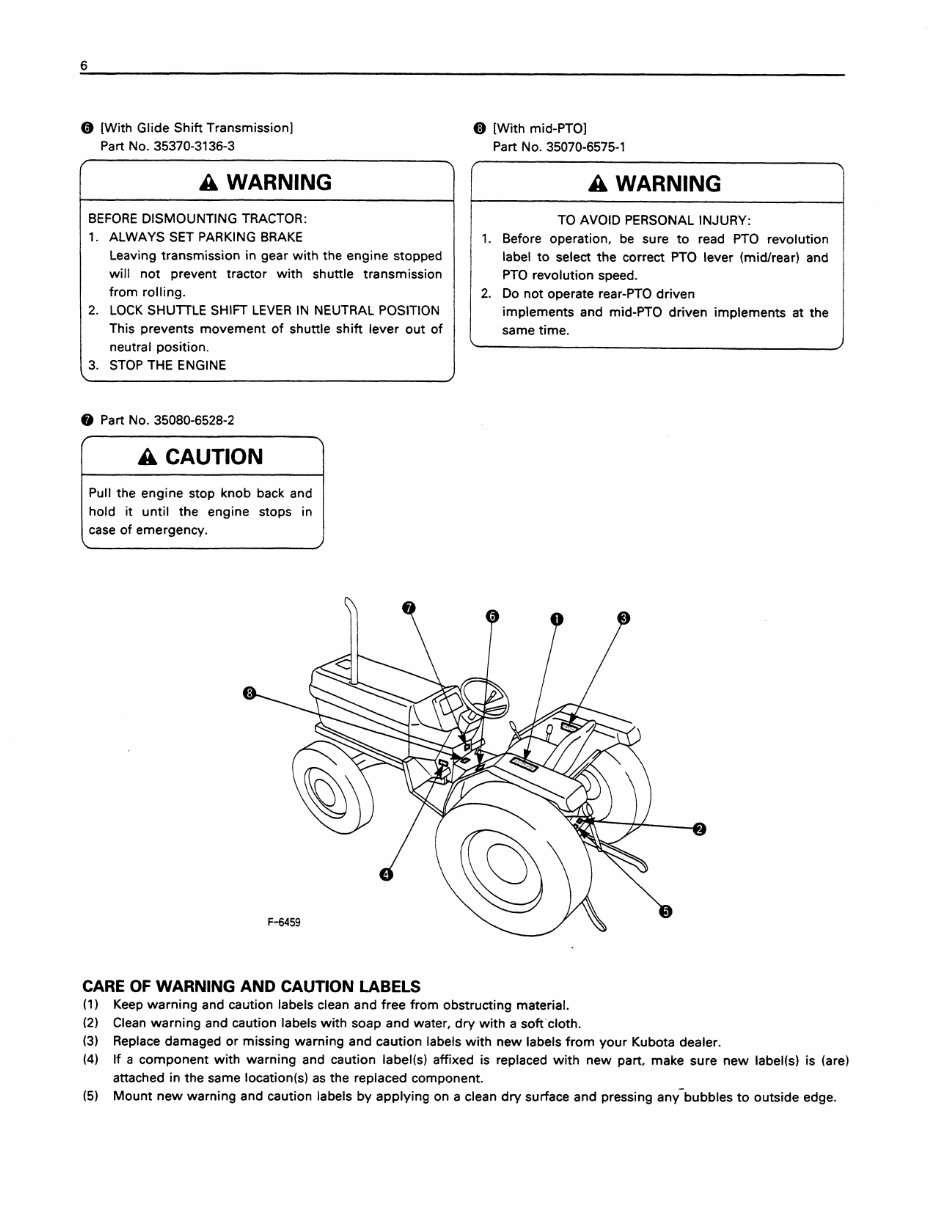 KUBOTA L2650 L2950 L3450 L3650 Tractor Operators Manual