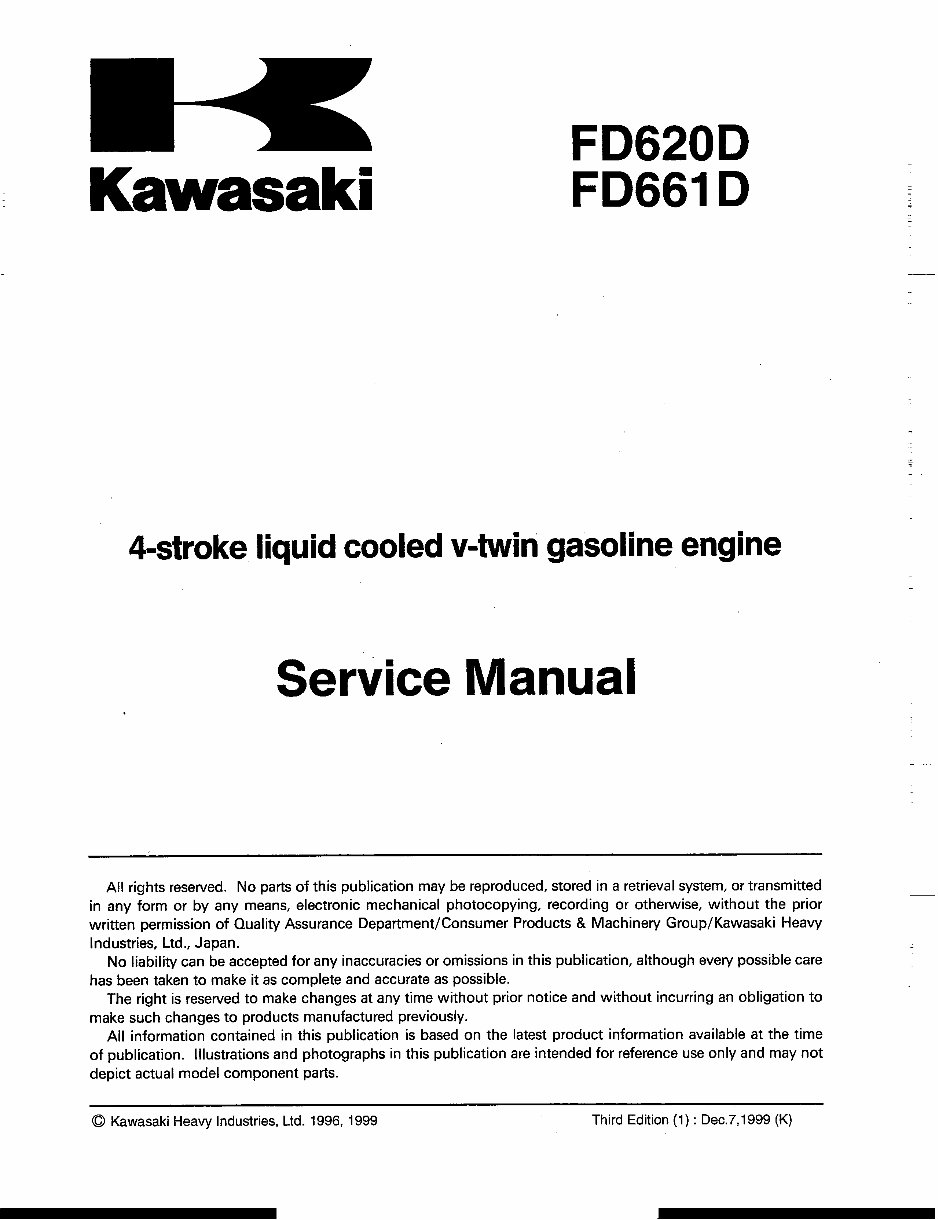 Kawasaki FD620D, FD661D 4 Stroke Liquid-Cooled V-Twin Gas Engine ...