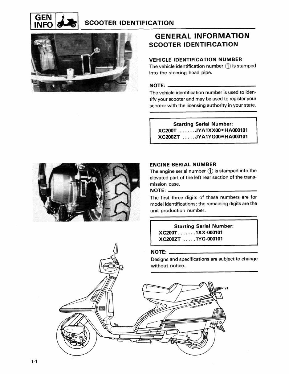 YAMAHA RIVA 200 XC200 Full Service & Repair Manual 1987-1991
