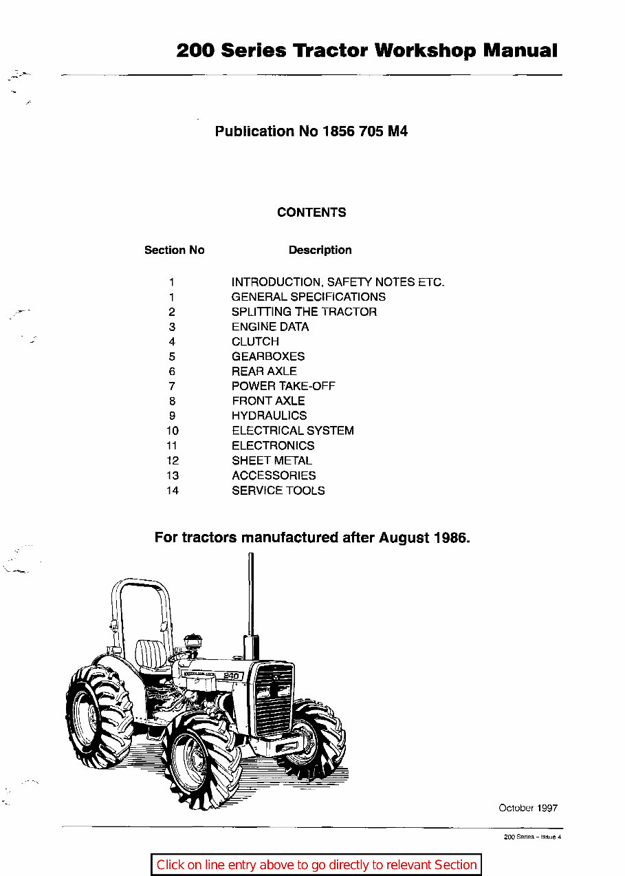 Massey Ferguson 200 Series Tractor Workshop Service Manual