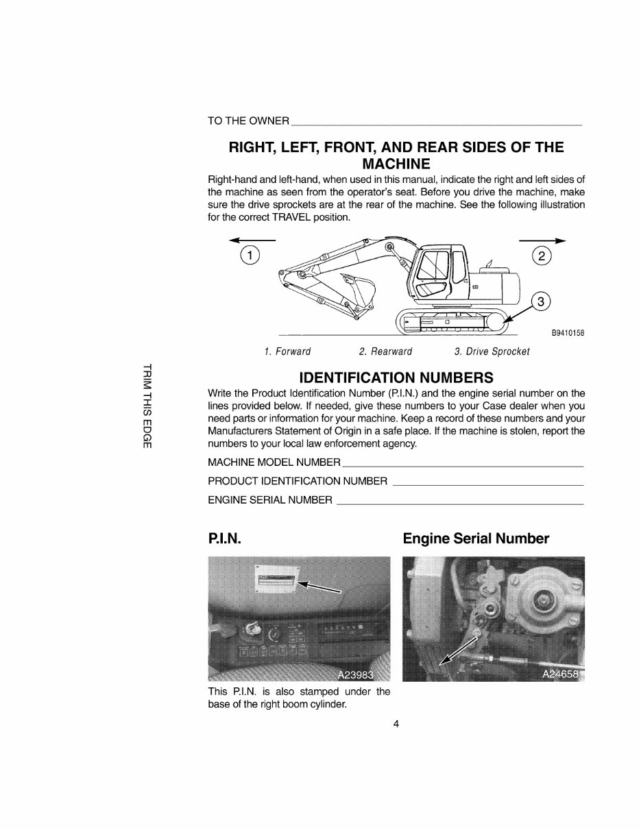 Case 9010B Excavator FACTORY Operators Owner Instruction Manual ...