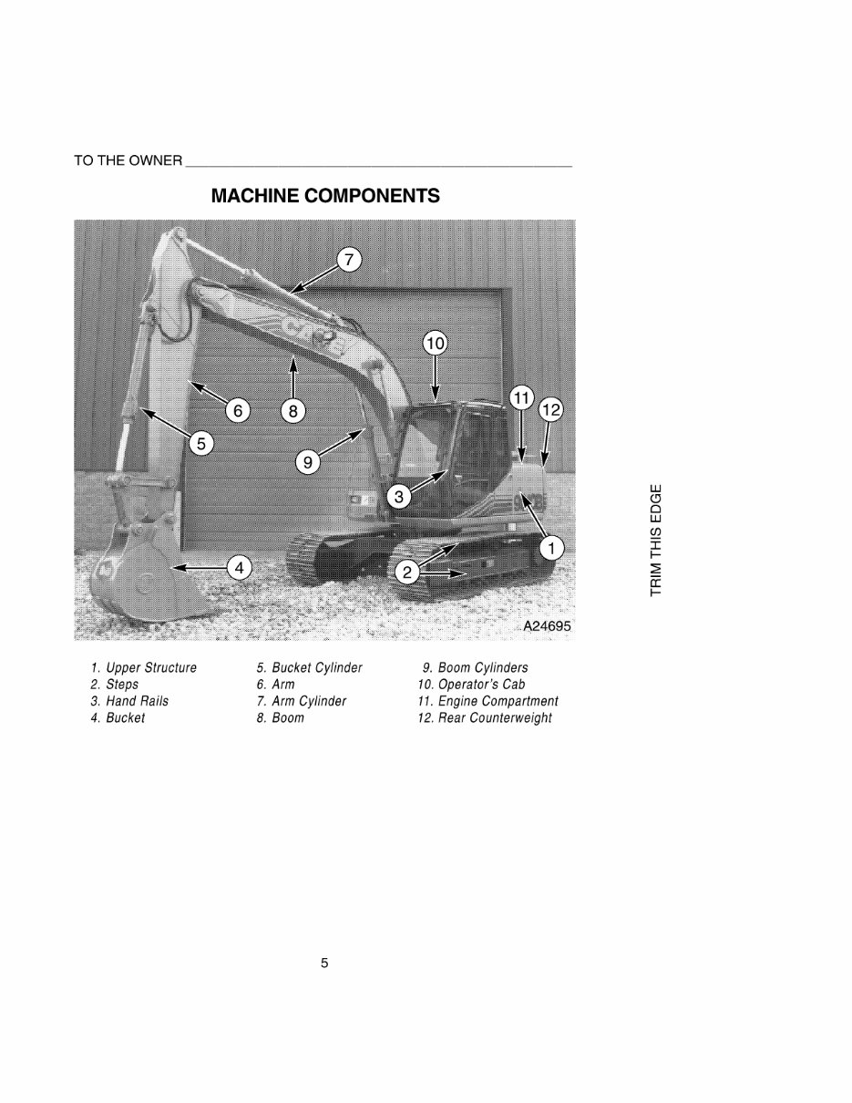 Case 9010B Excavator FACTORY Operators Owner Instruction Manual ...