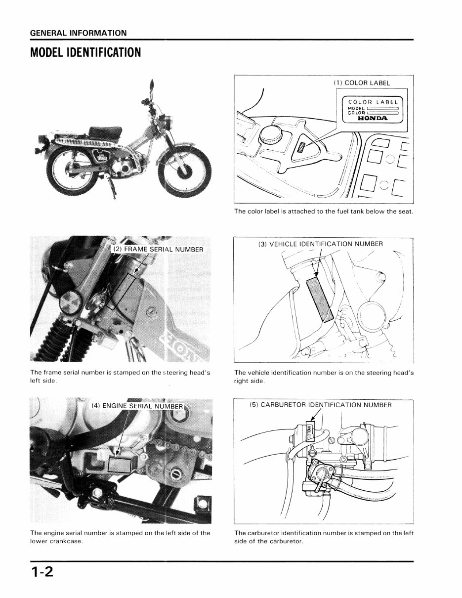 Honda Ct110 Repair Manual 1986 Onwards