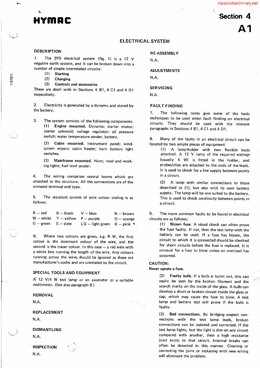 Hymac 370C Operator Owner Maintenance Manual