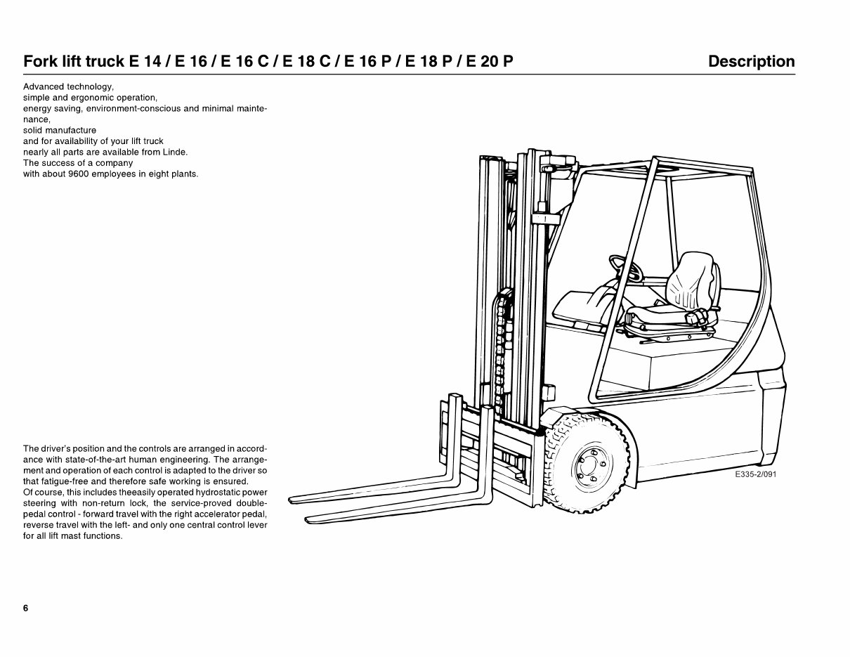 Linde Fork Lift Truck 335 Series 02: E14-02, E16-02, E16C-02, E18C-02 ...
