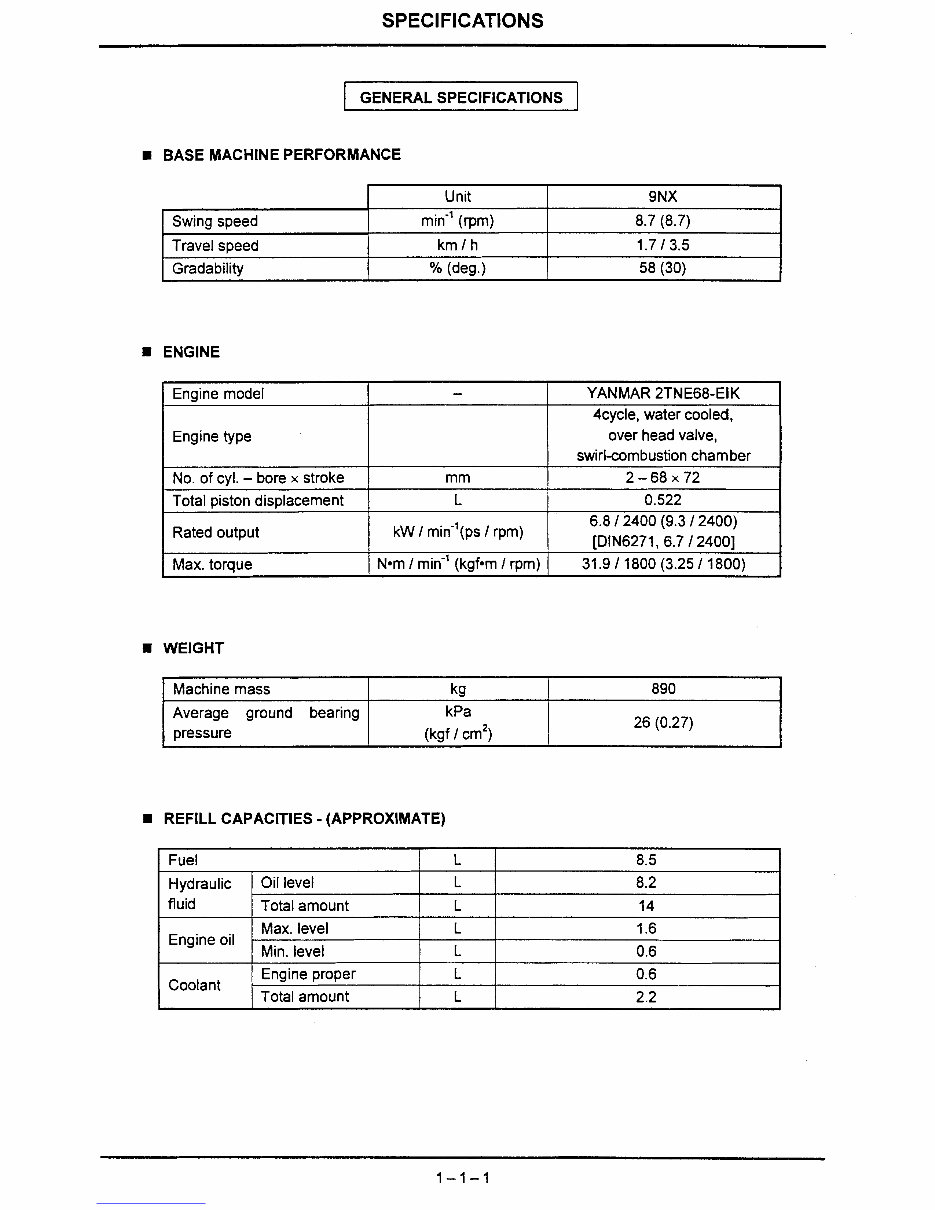 IHI 9NX Hydraulic Mini Excavator Service & Repair Workshop Manual