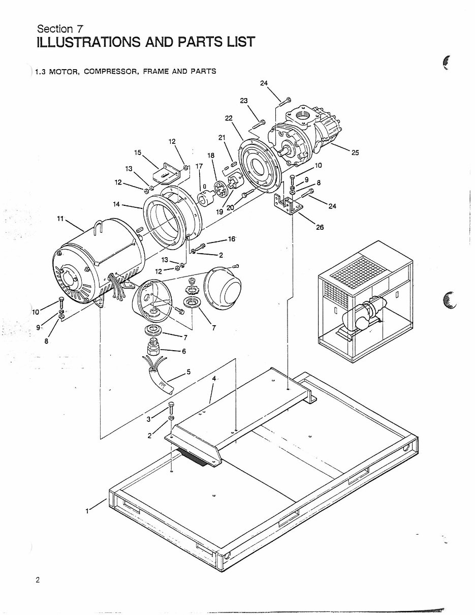 Sullair series 10B 50hp screw compressor parts book