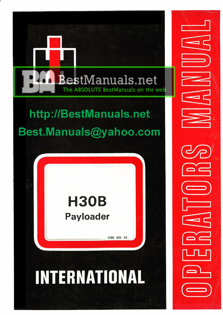 IH Hough H30B H-30B Payloader Operators Instruction Manual - IMPROVED