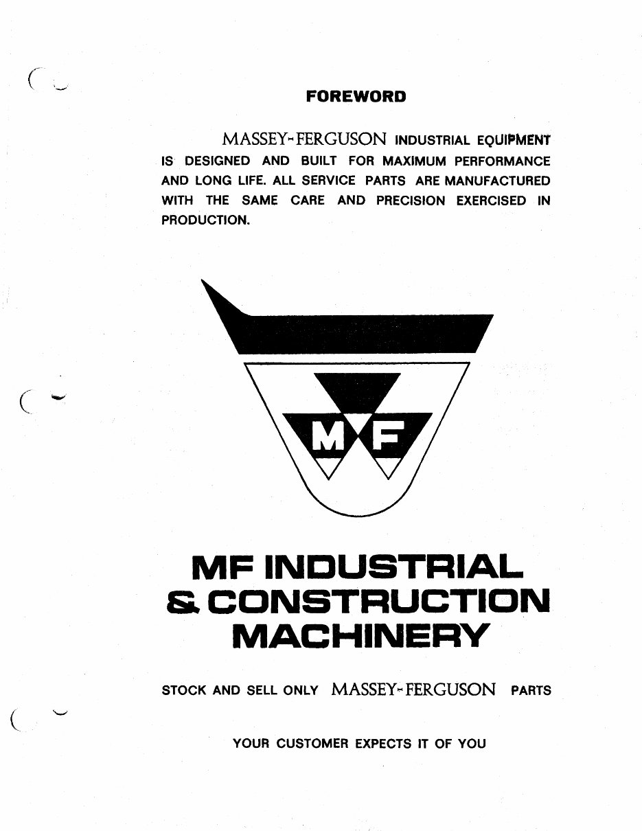Massey Ferguson MF400 Tractor Loader-Dozer Parts Catalog Manual