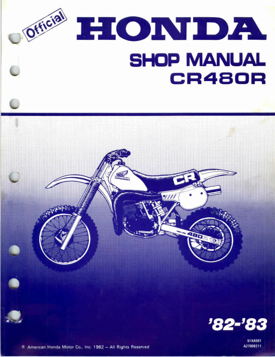 CR480R service manual repair 1982-1983 CR480