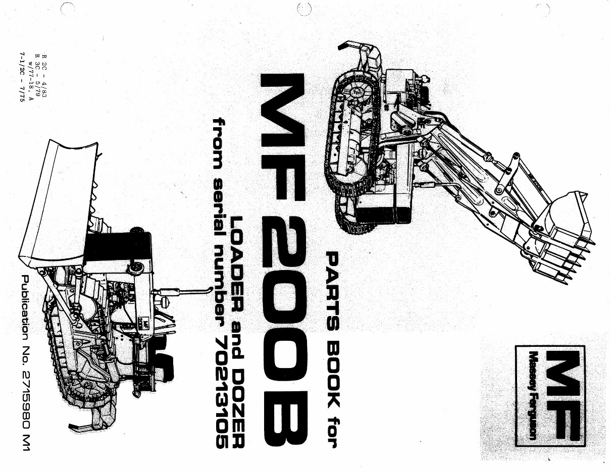 Massey Ferguson MF200B Tractor Loader Dozer Parts Manual