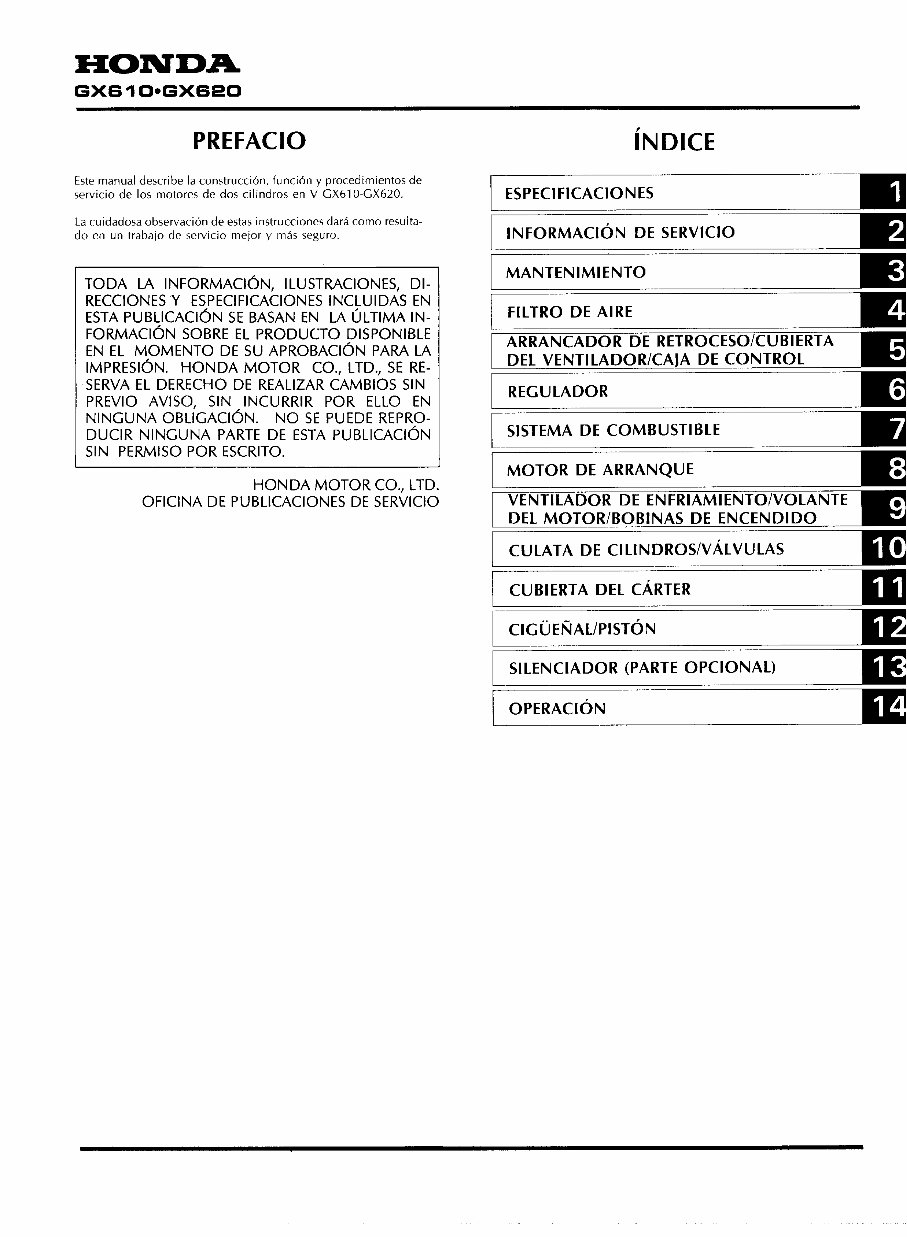 Honda GX610 K1, GX620 K1 Engine Workshop Service Repair Manual