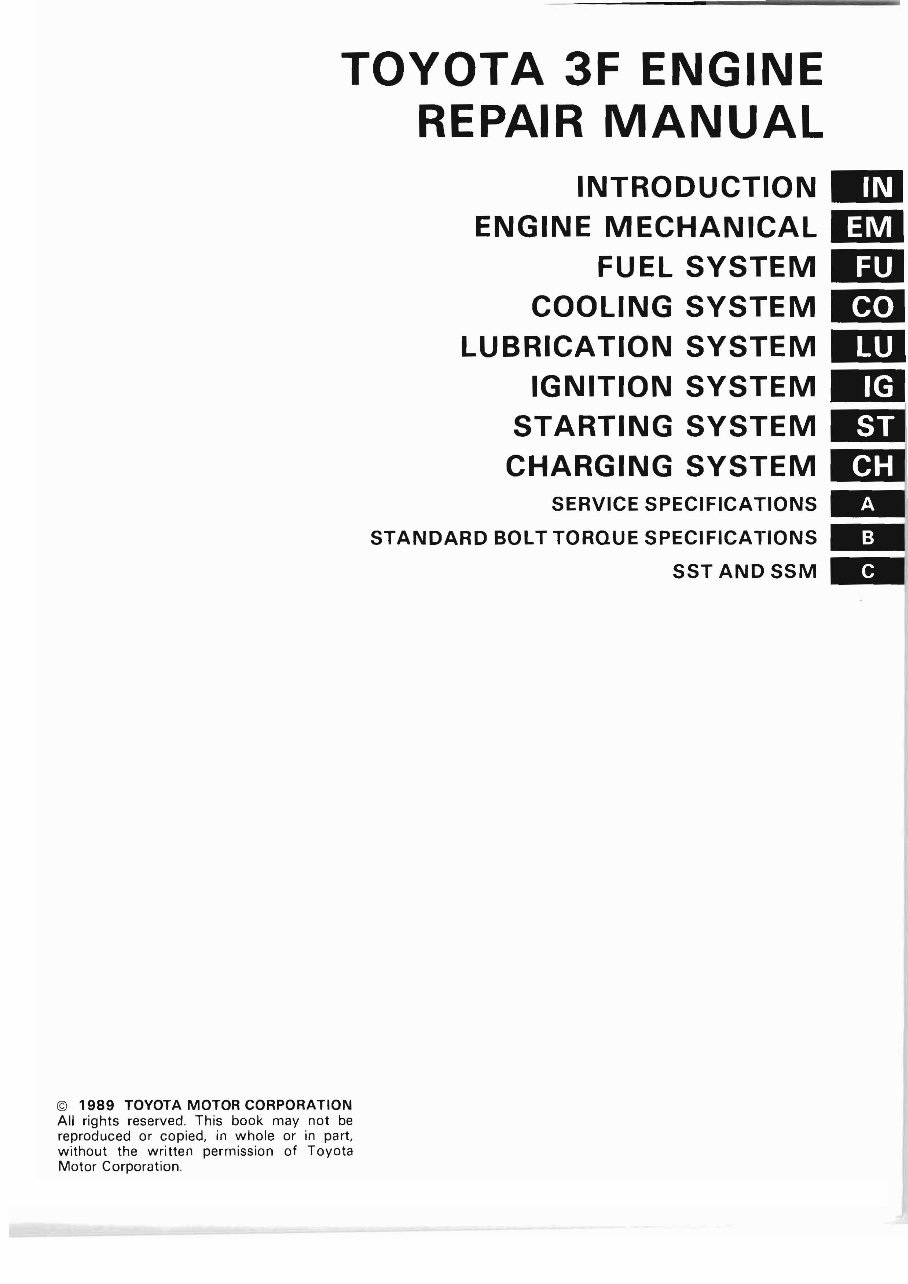 4.0L 3F & 3F-E Engine 1984-1992 Workshop Service Manual