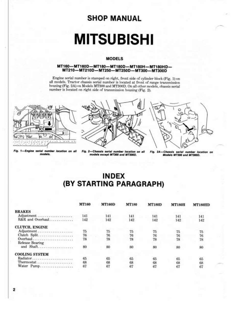 Mitsubishi MT160 MT160D Tractor Workshop Service Repair