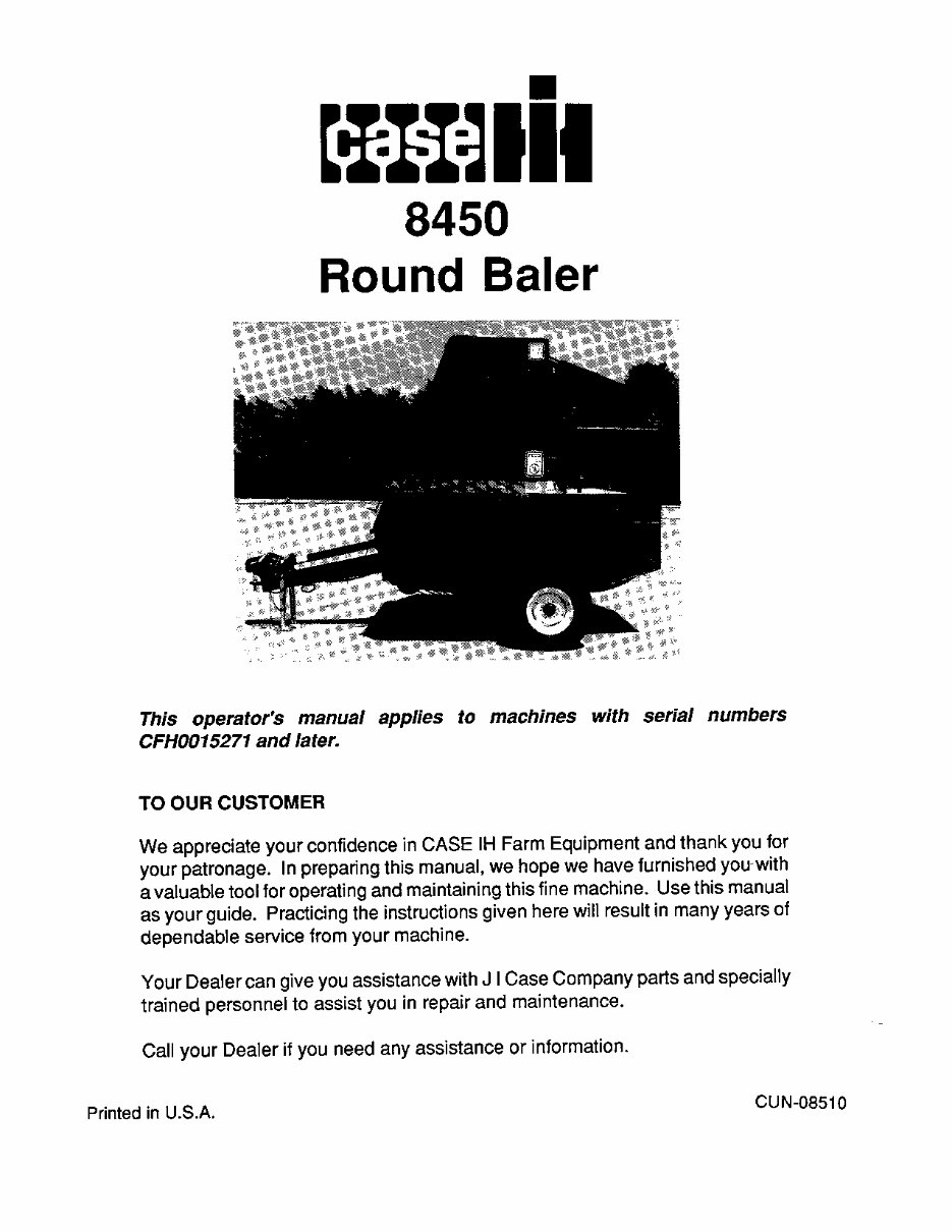 CASE IH 8450 ROUND BALER Operators Manual | Manuals Online
