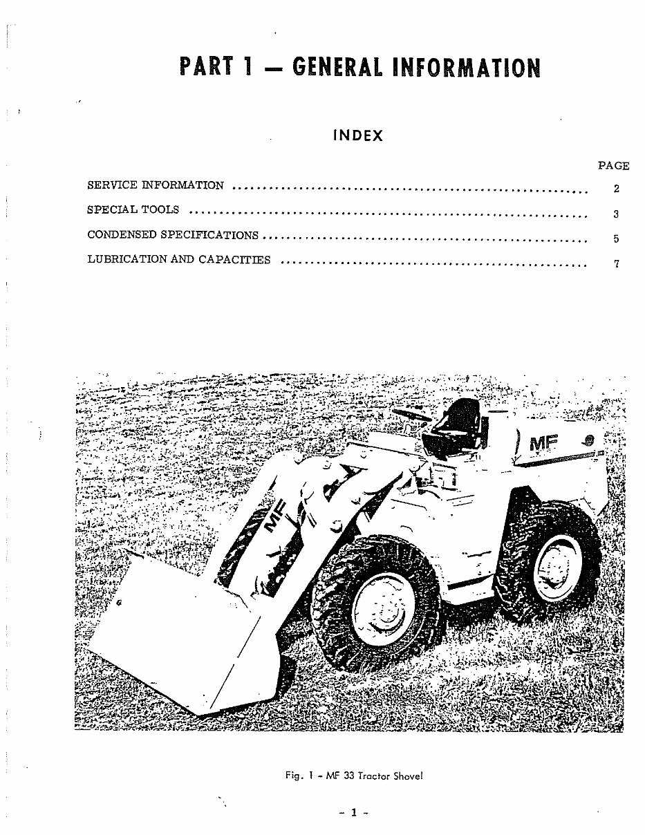 Massey Ferguson MF 33 Payloader Service Repair Manual