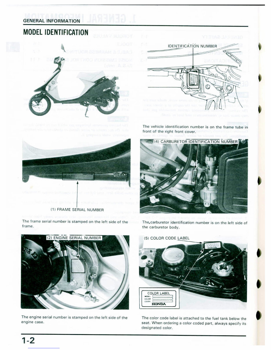 HONDA SE50 ELITE 50 Service Repair Manual 1987-1989