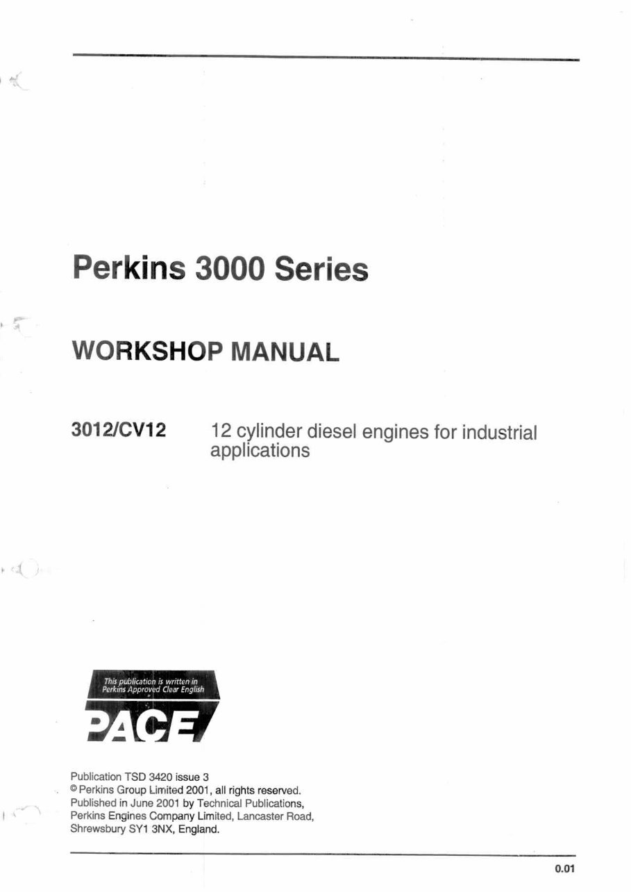 PERKINS 3000 Series 3012 CV12 Diesel Engine Full Service & Repair Manual