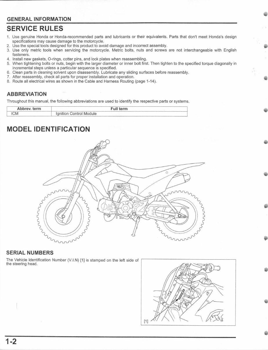 CRF110F service manual repair 2013-2015 CRF110