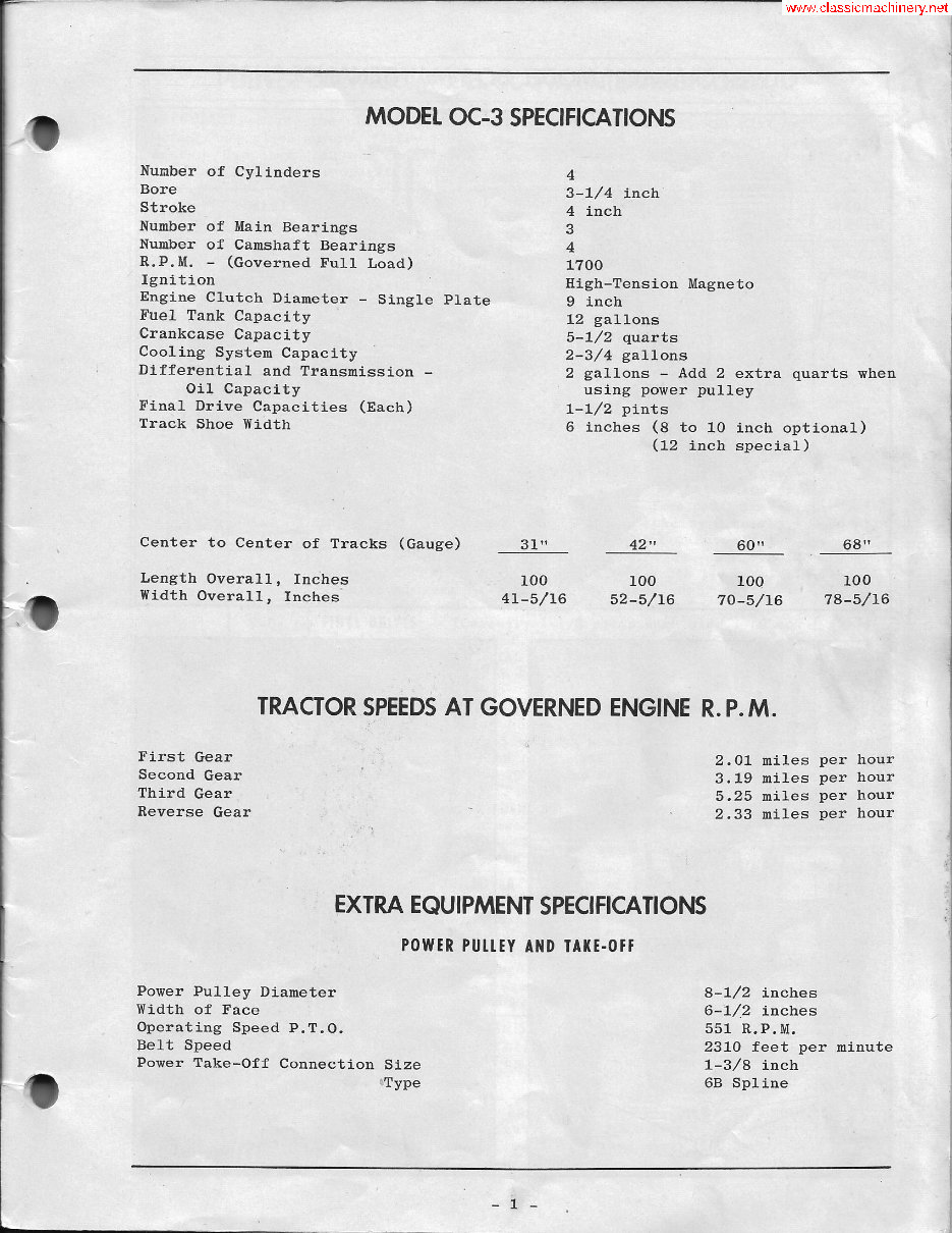 Oliver OC3 OC-3 Crawler Tractor Operator Owner Instruction Manual ...