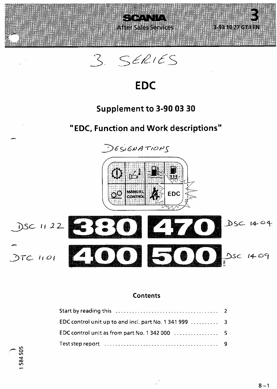 Scania 3 series Electronic Diesel Control EDC Manual