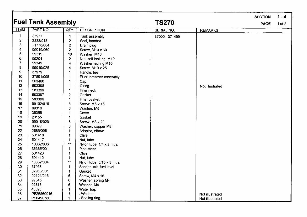 Matbro TS 270 parts catalog manual - eManualOnline
