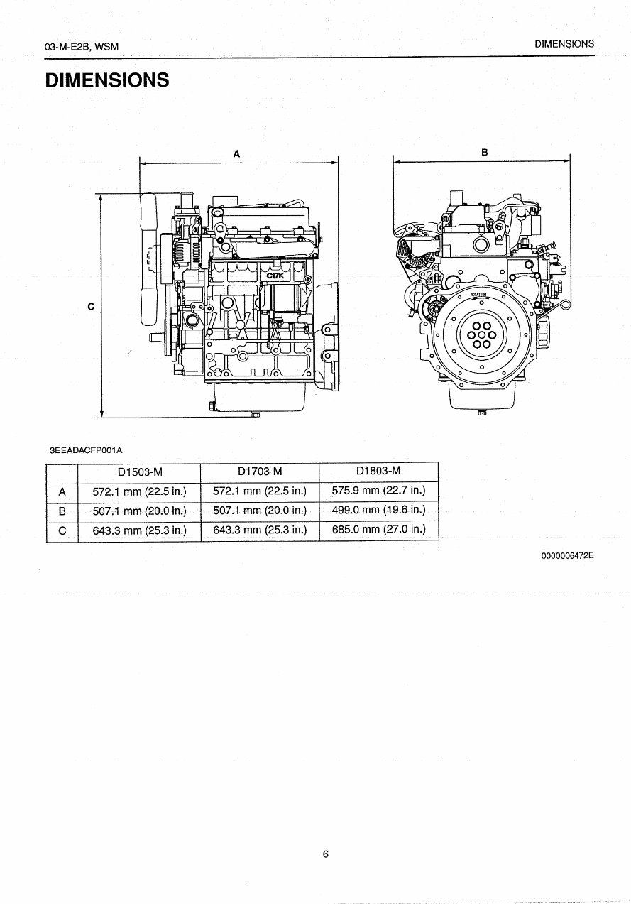 Kubota 03-M-E2B Series D1503-M D1703-M D1803-M V2003-M V2203-M V2003-M-T V2403-M Diesel Engine ...