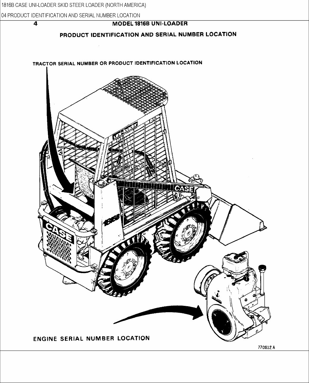 CASE 1816B Skid Steer Loader Parts Catalog Manual