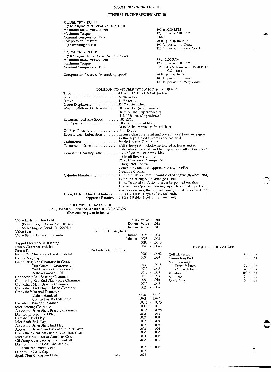 Chris Craft hercules vintage engine manual specs adjustment