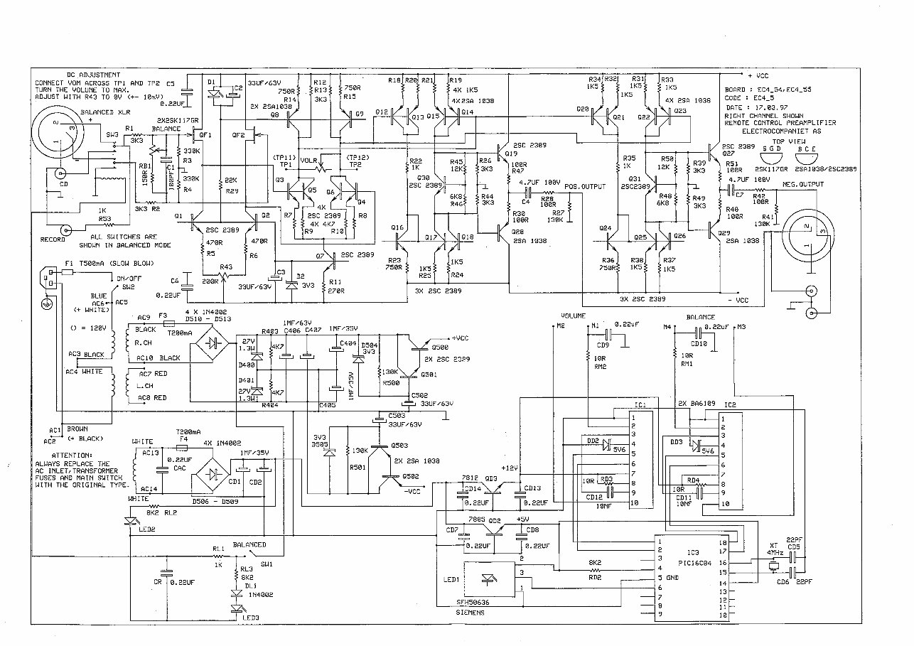 Electrocompaniet EC-4.5 preamplifier Schematic for service