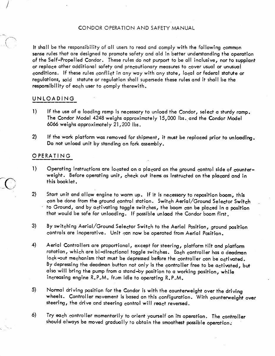 Calavar self-propelled condor models 3238, 4046, 4248,4248E, 5056, 6066 ...