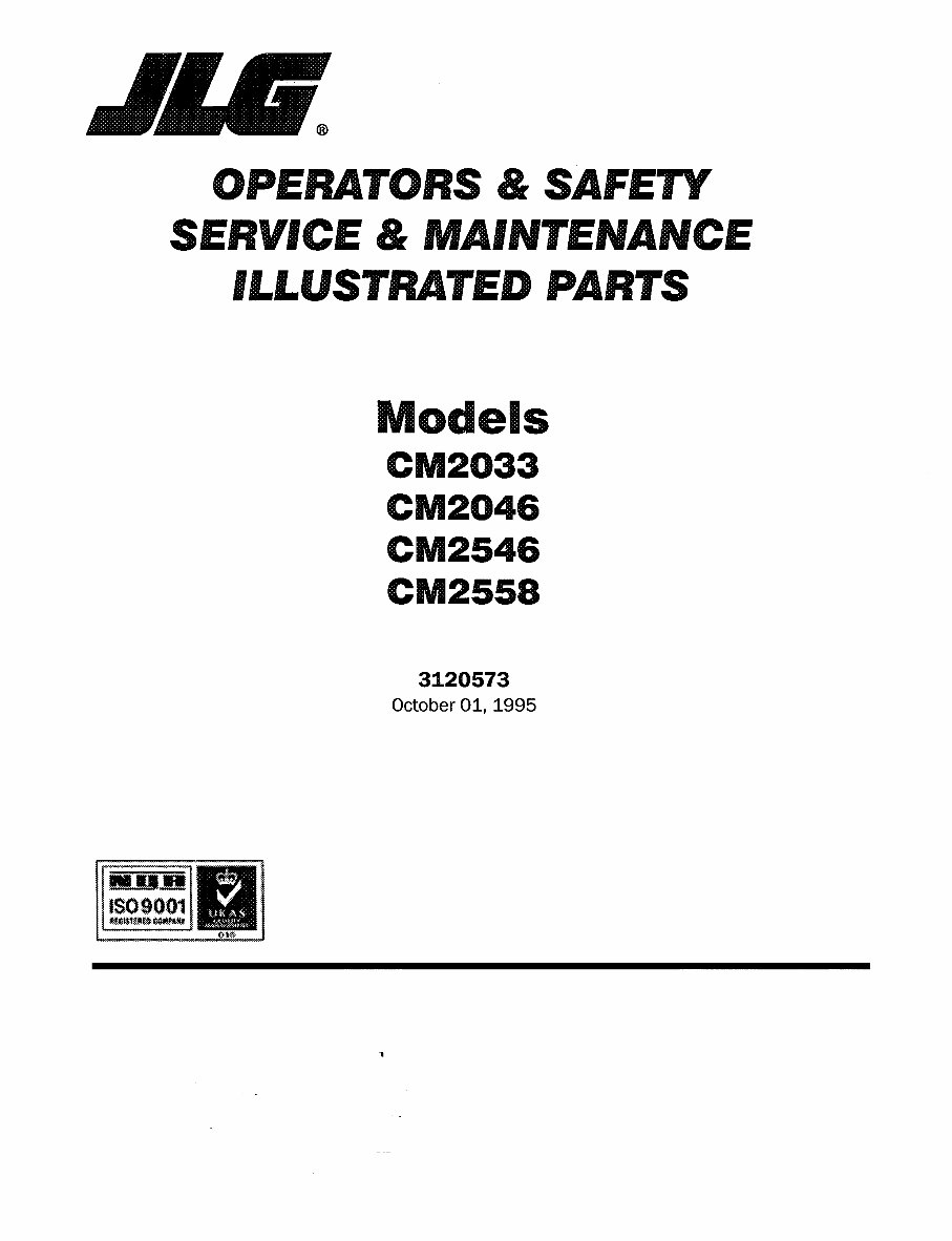 JLG CM2033, CM2046, CM2033, CM2546, CM2558 Models Complete Workshop ...