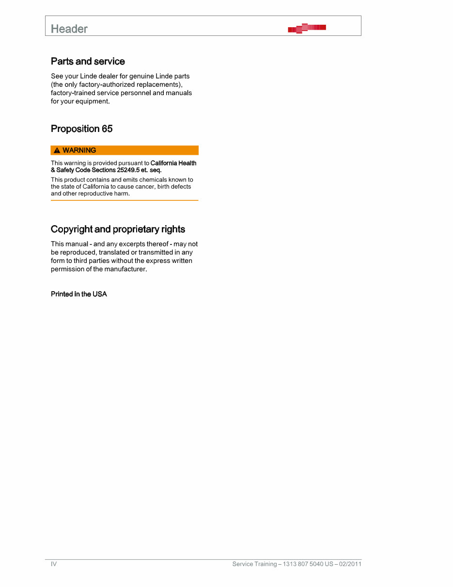 Linde Forklift Truck H1313 Series: H25CT, H27CT, H30CT, H32CT Service ...