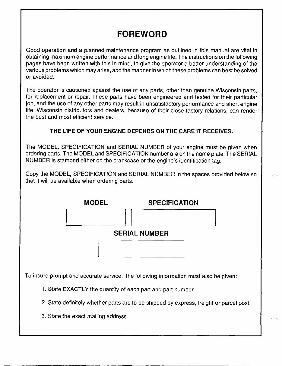 WISCONSIN V465D V460D V461D Engine Workshop Repair Manual