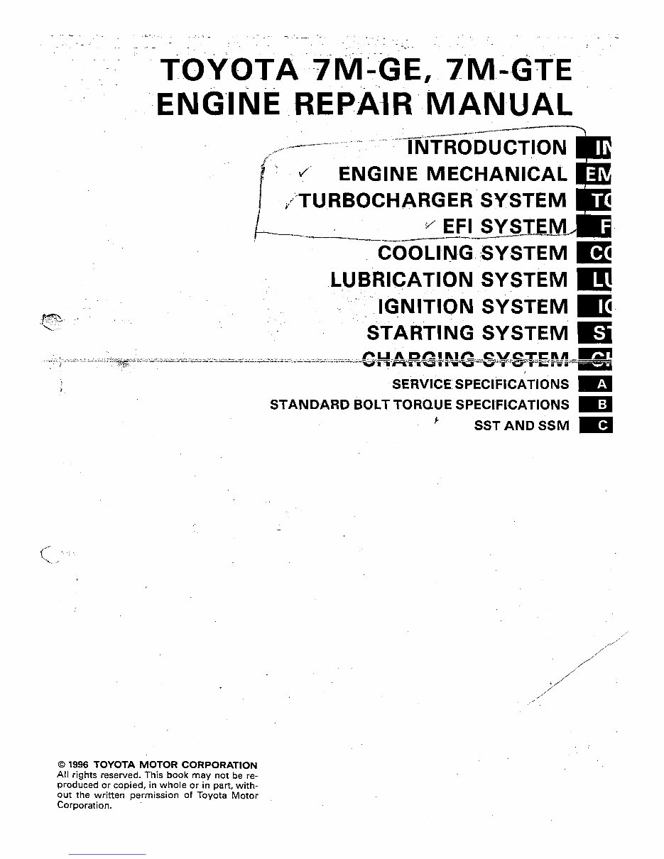 Toyota 7M-GE & 7M-GTE Engine Repair Manual | Manuals Online