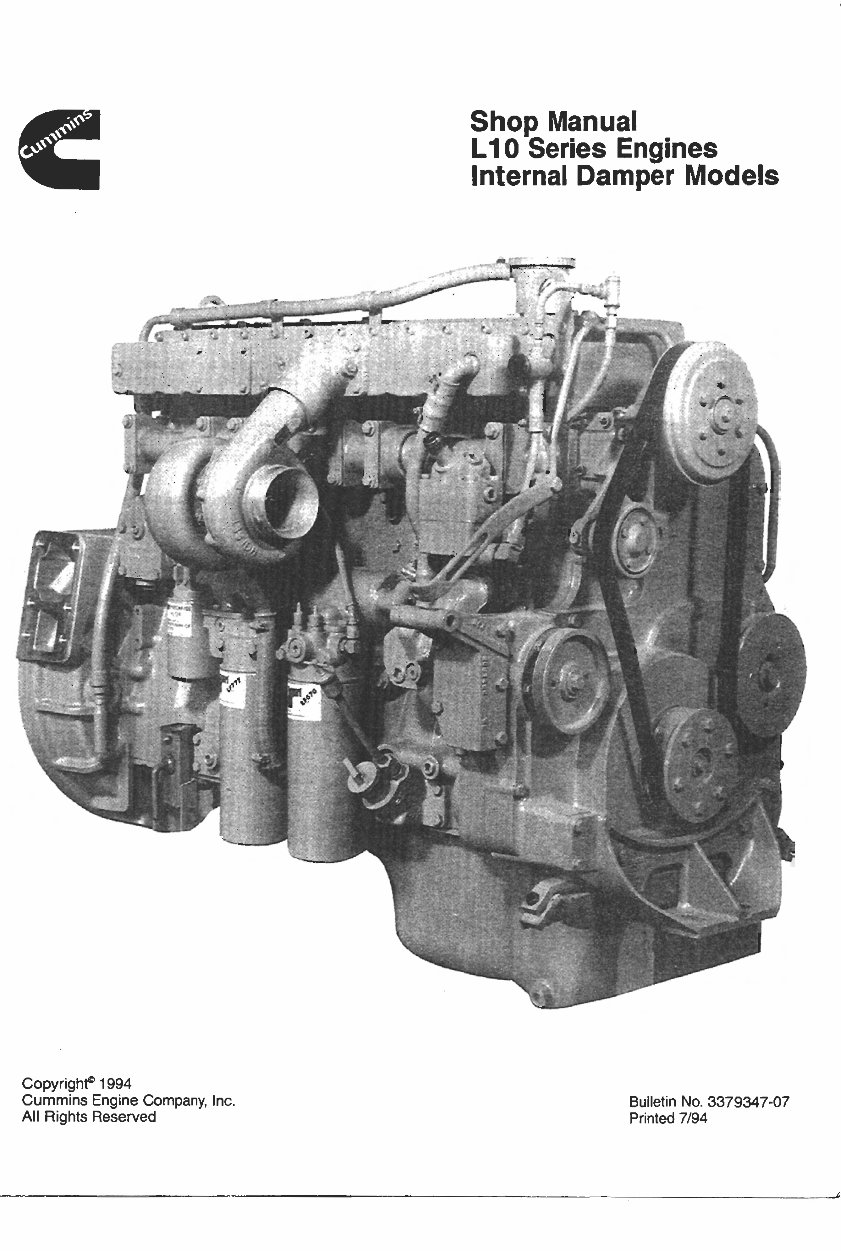 CUMMINS L10 Series Diesel Engine (External Damper models) Service ...