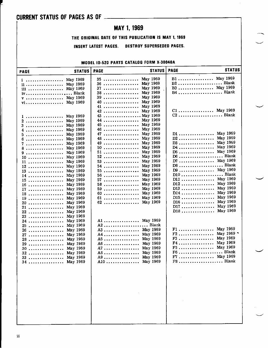 Continental Aircraft Engines IO-520 Parts Manual