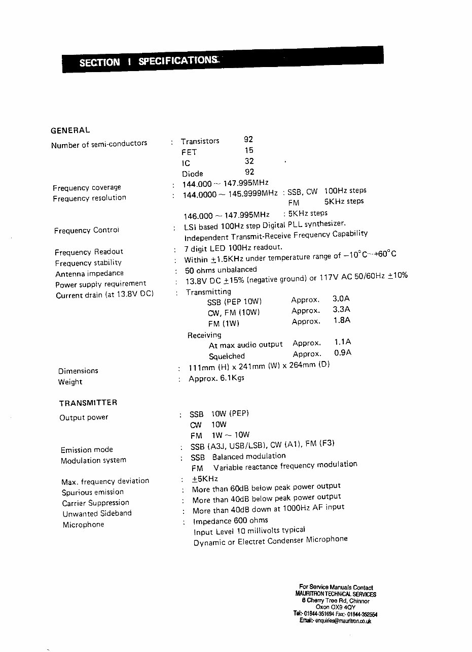 ICOM Service Manual IC 211 | Manuals Online