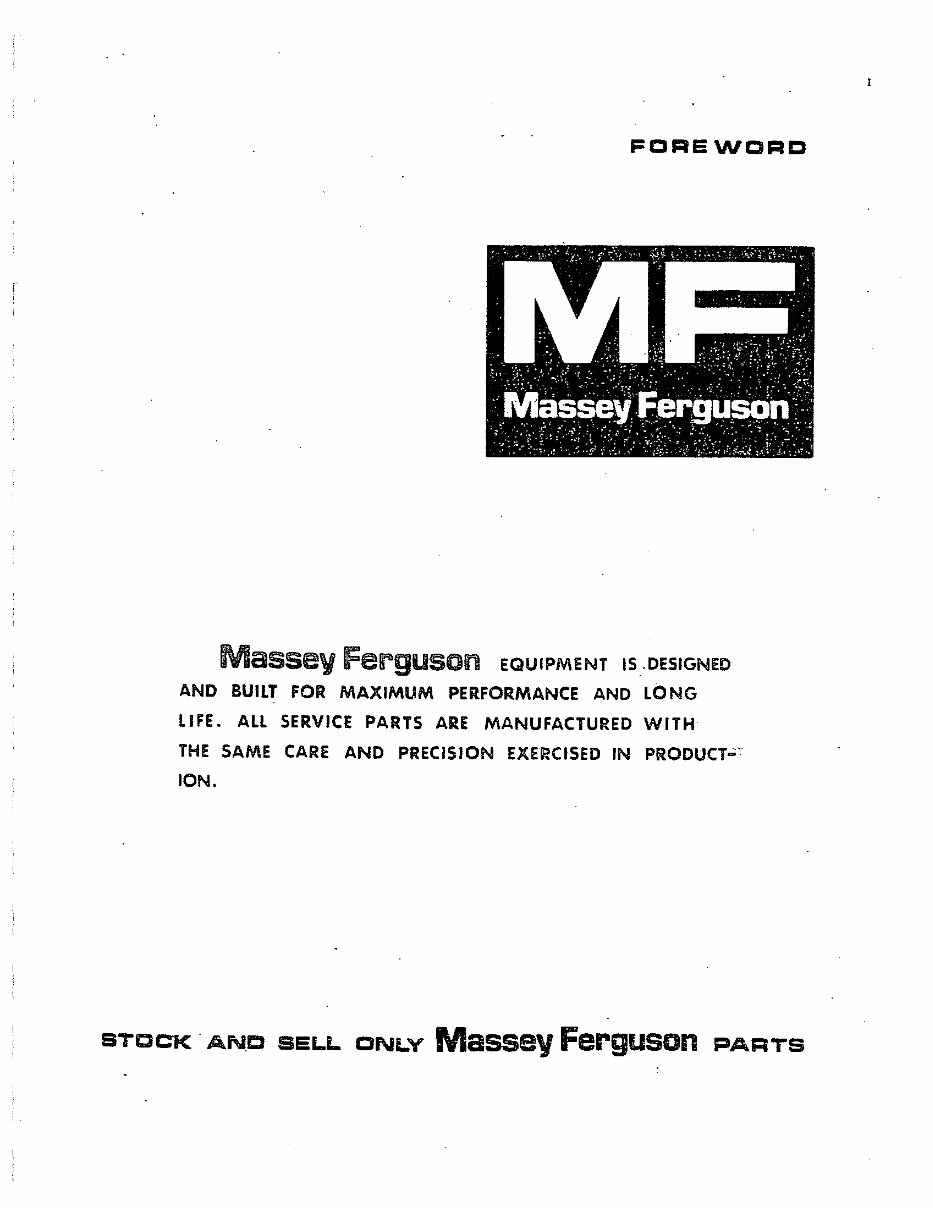 Massey Ferguson MF 33 Tractor Wheel Loader Parts Manual