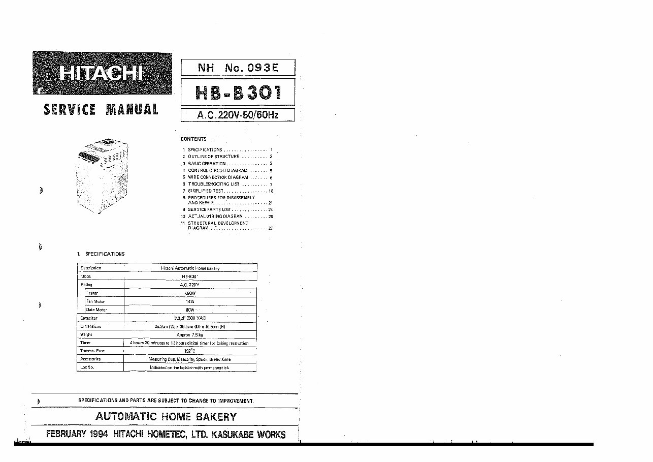 Hitachi HB B301 Service Manual | Manuals Online